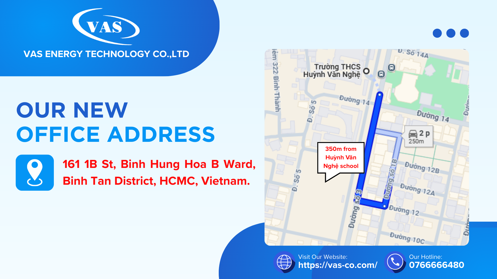 NOTICE OF OFFICE RELOCATION – VAS ENERGY TECHNOLOGY CO., LTD - VAS